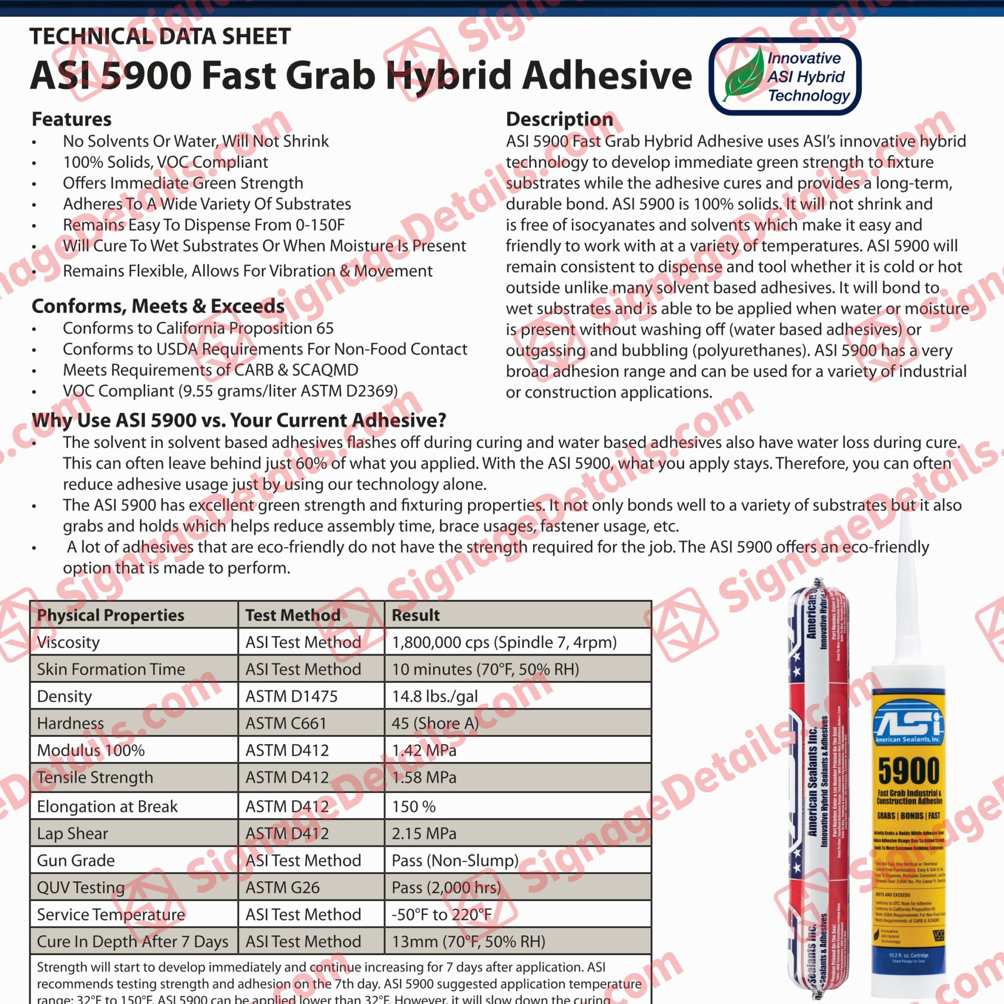 Silicone Adhesive Spec Sheet – Signage Details