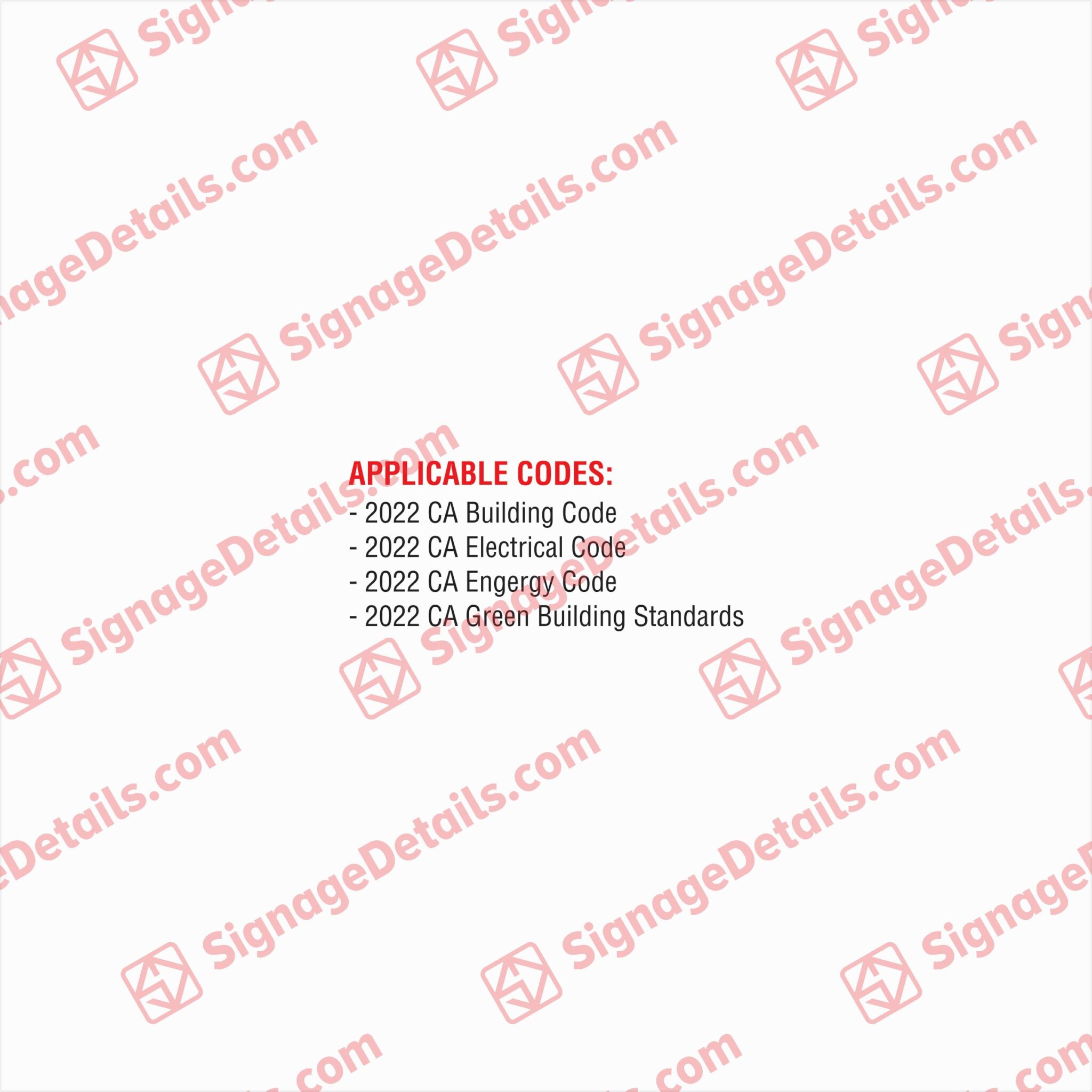 California Building Codes – Signage Details