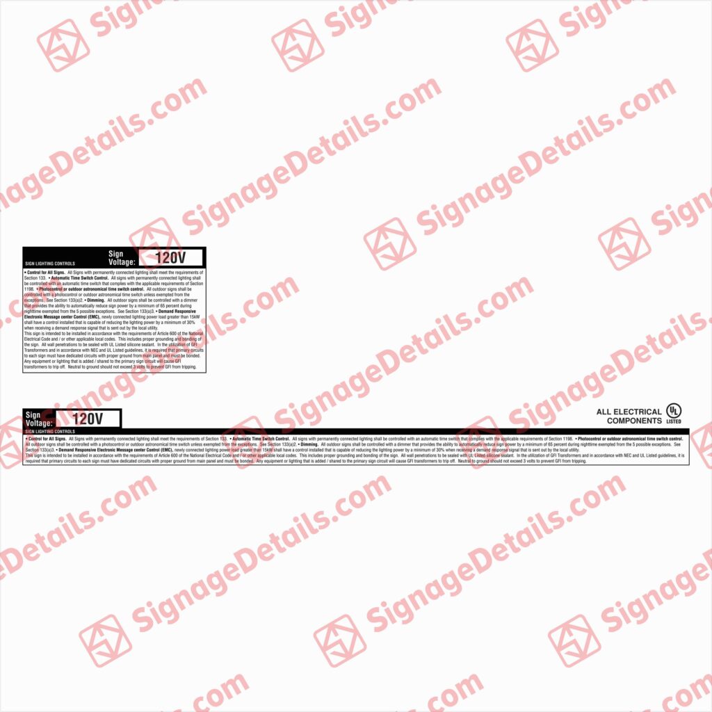 Electrical Disclaimer Note – Signage Details