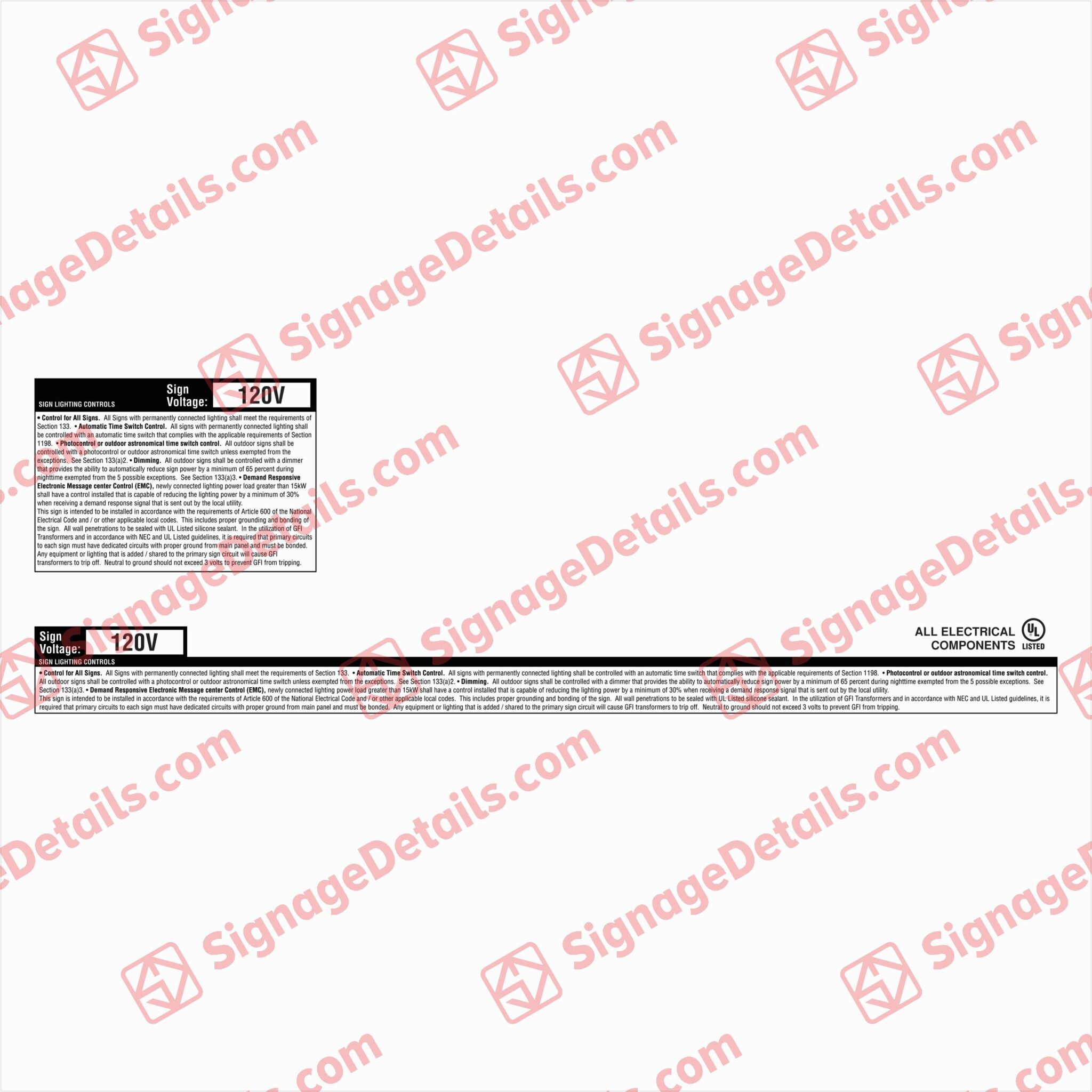 Electrical Disclaimer Note – Signage Details